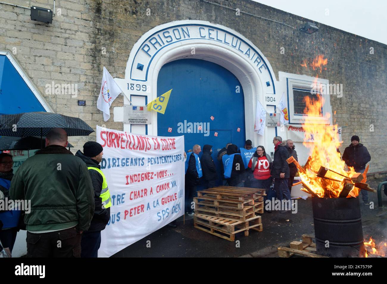 French prison officers blocked access to several jails around the ...
