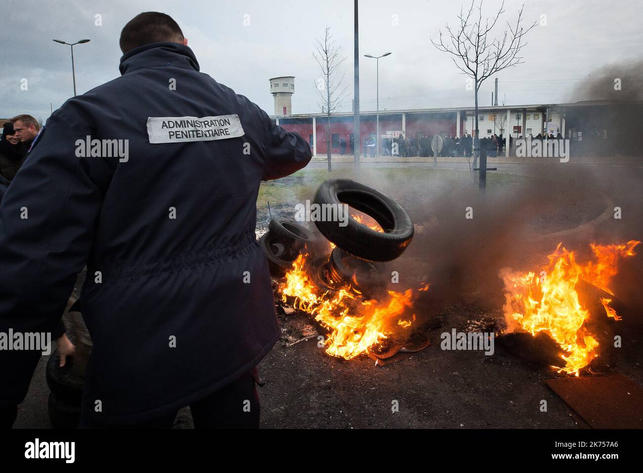 French prison officers blocked access to several jails around the ...