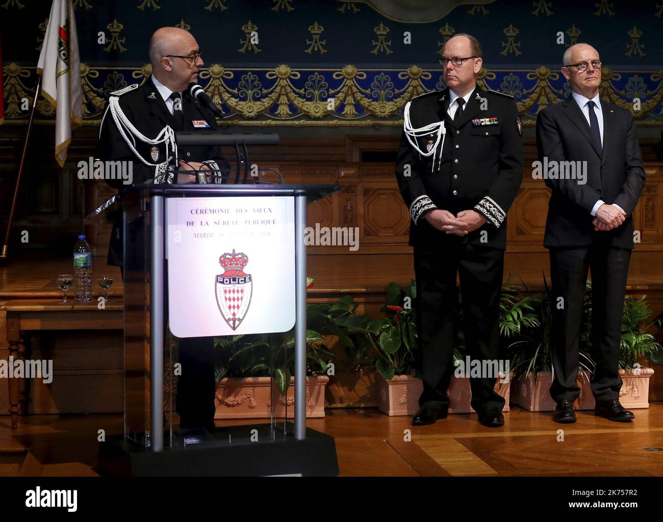 Monaco, jan 16th 2018 new year's wishes ceremony of security forces of ...