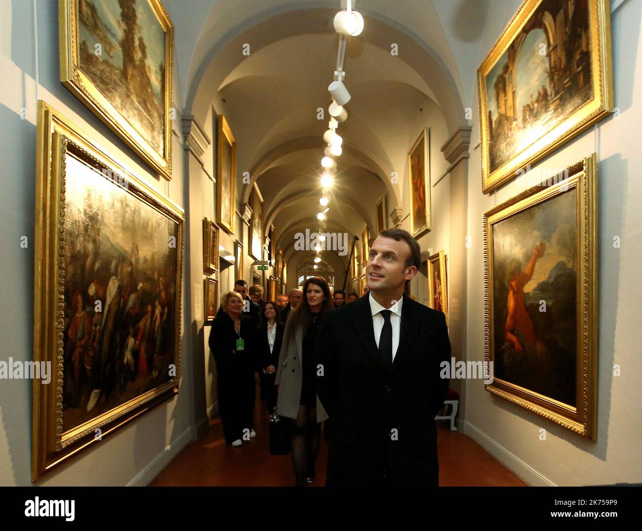 French president Emmanuel Macron visits the Musee Fesch Museum in ...