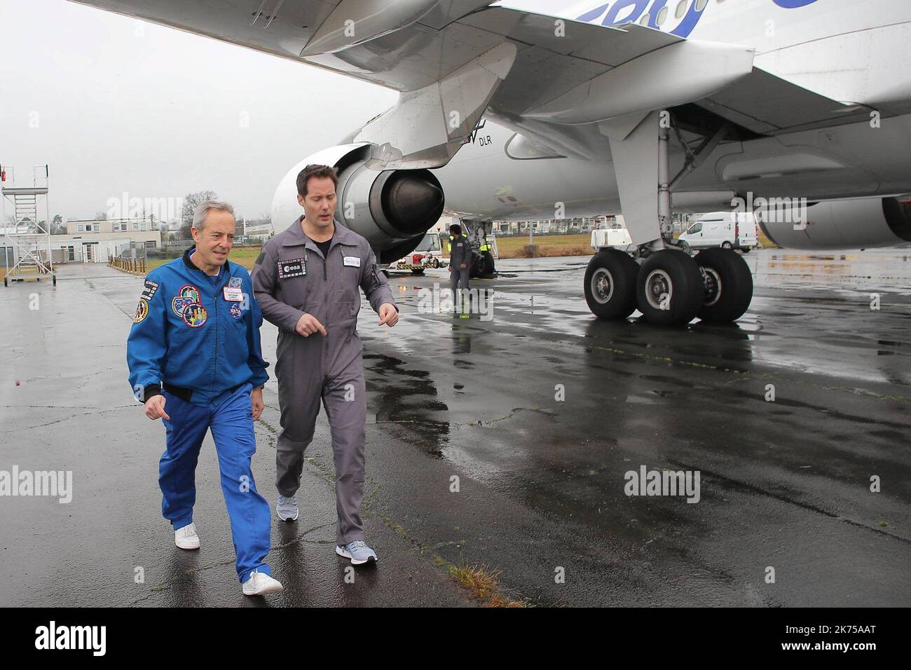 French astronaut Thomas Pesquet in the Zero G Novespace flight Stock ...