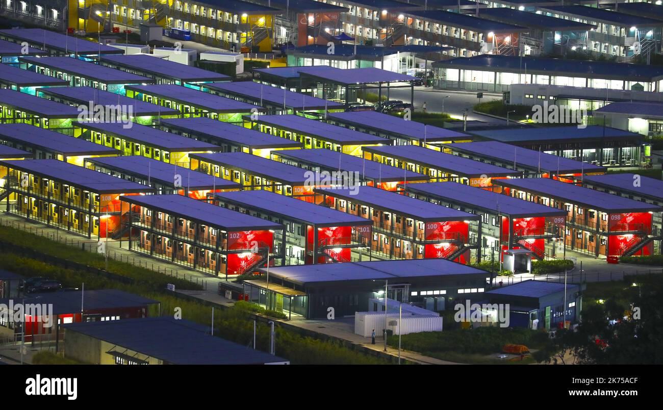 A general night view of Penny's Bay Quarantine Centre on Lantau Island ...