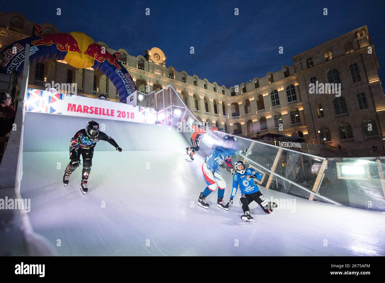 Ice skaters compete in the final of the Redbull Crashed Ice, the Ice ...