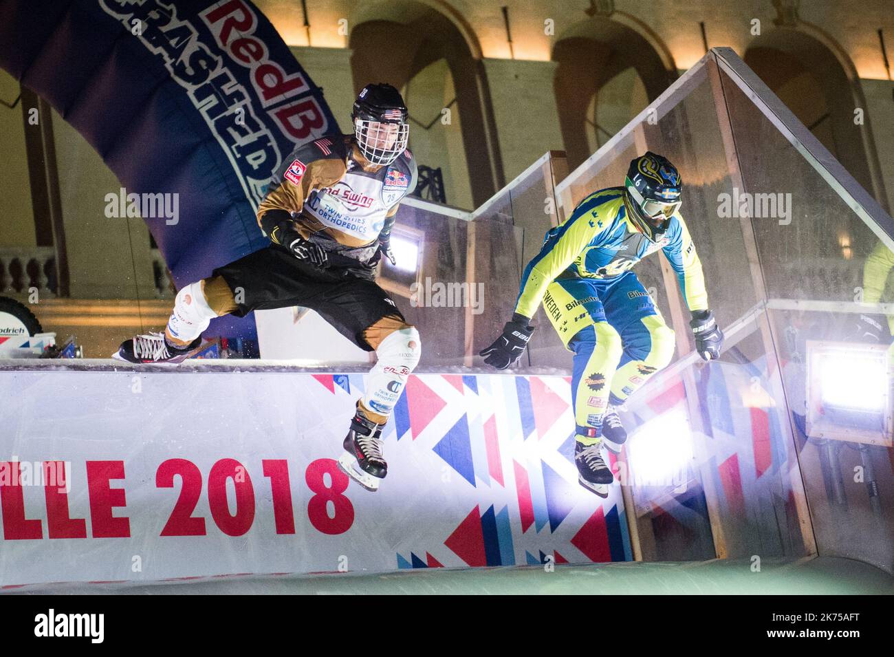 Ice skaters compete in the final of the Redbull Crashed Ice, the Ice ...
