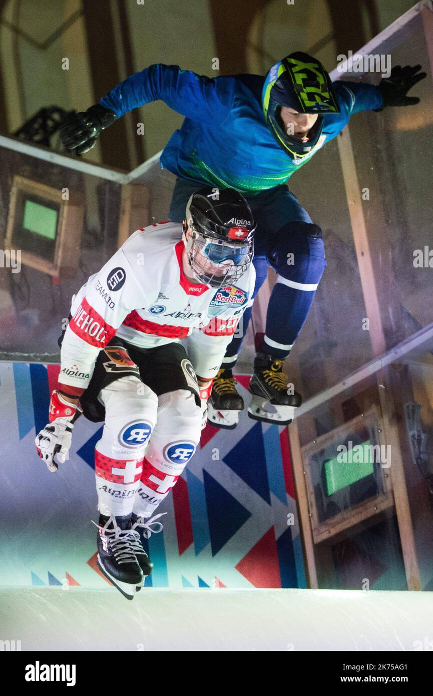 Ice skaters compete in the final of the Redbull Crashed Ice, the Ice ...