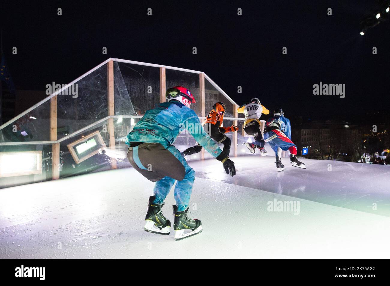Ice skaters compete in the final of the Redbull Crashed Ice, the Ice ...