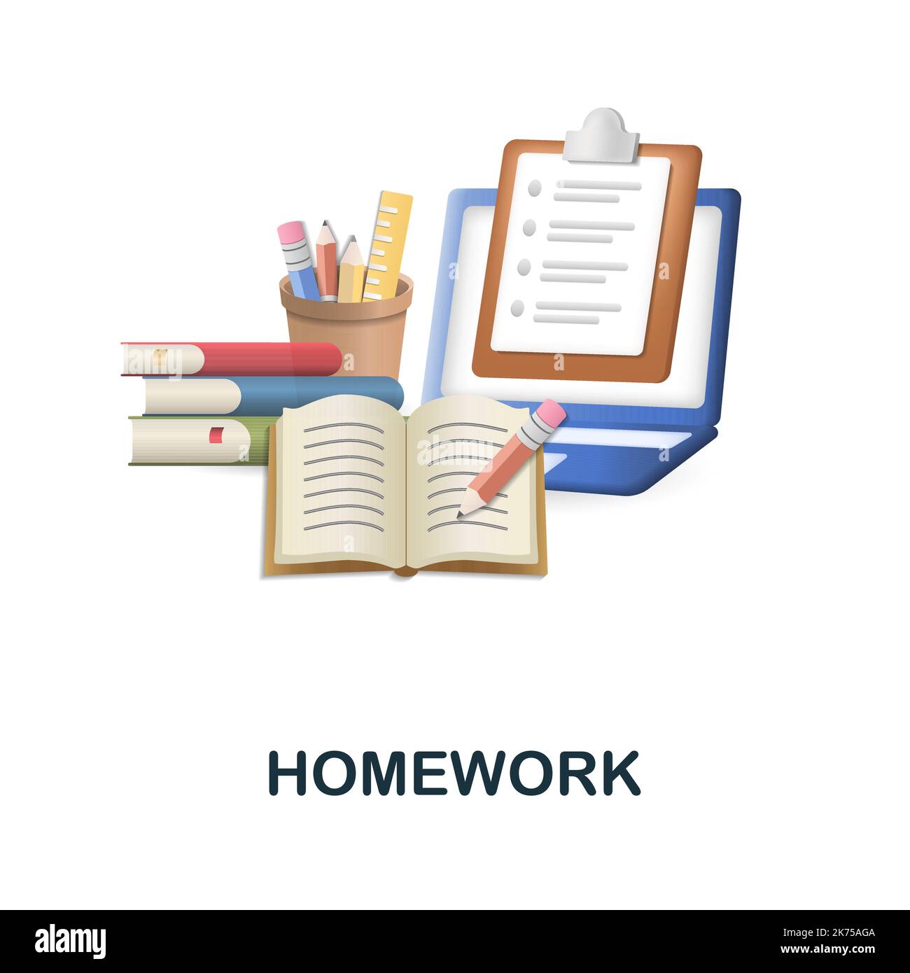 Homework icon. 3d illustration from back to school collection. Creative ...