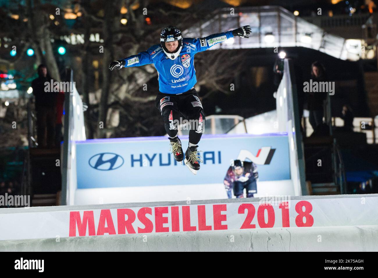 Ice skaters compete in the final of the Redbull Crashed Ice, the Ice ...