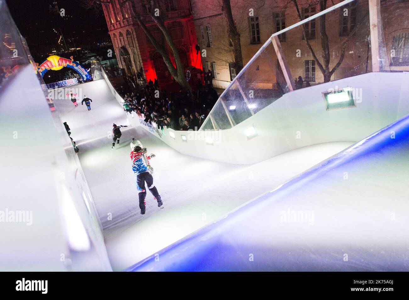 Ice skaters compete in the final of the Redbull Crashed Ice, the Ice ...