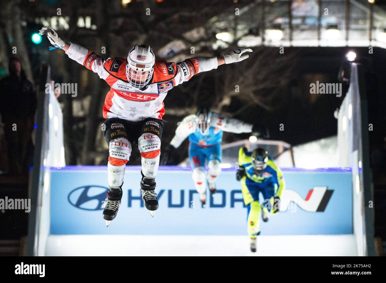 Ice skaters compete in the final of the Redbull Crashed Ice, the Ice ...