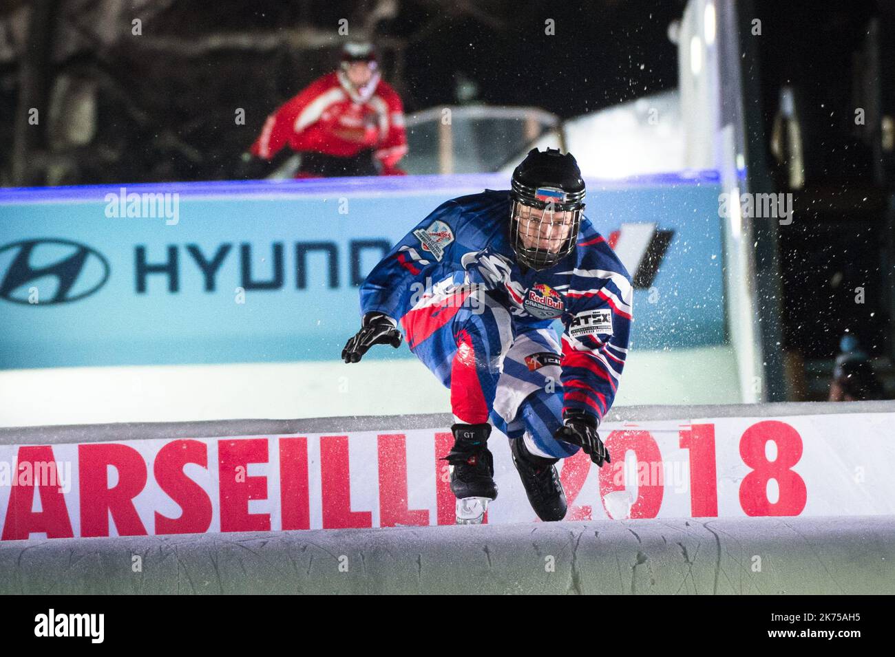 Ice skaters compete in the final of the Redbull Crashed Ice, the Ice ...