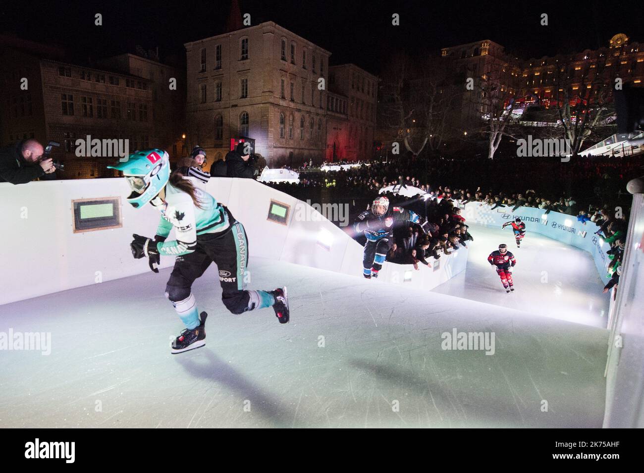 Ice skaters compete in the final of the Redbull Crashed Ice, the Ice ...