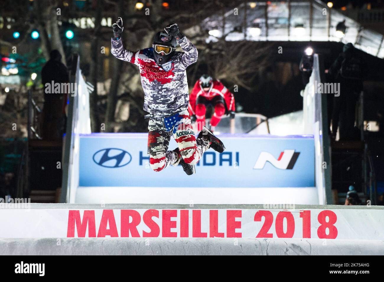 Ice skaters compete in the final of the Redbull Crashed Ice, the Ice ...