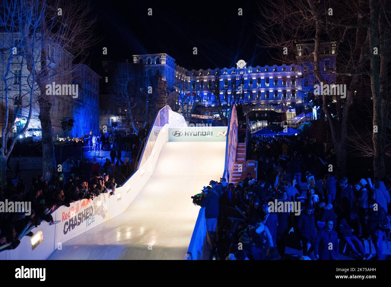 Ice skaters compete in the final of the Redbull Crashed Ice, the Ice ...