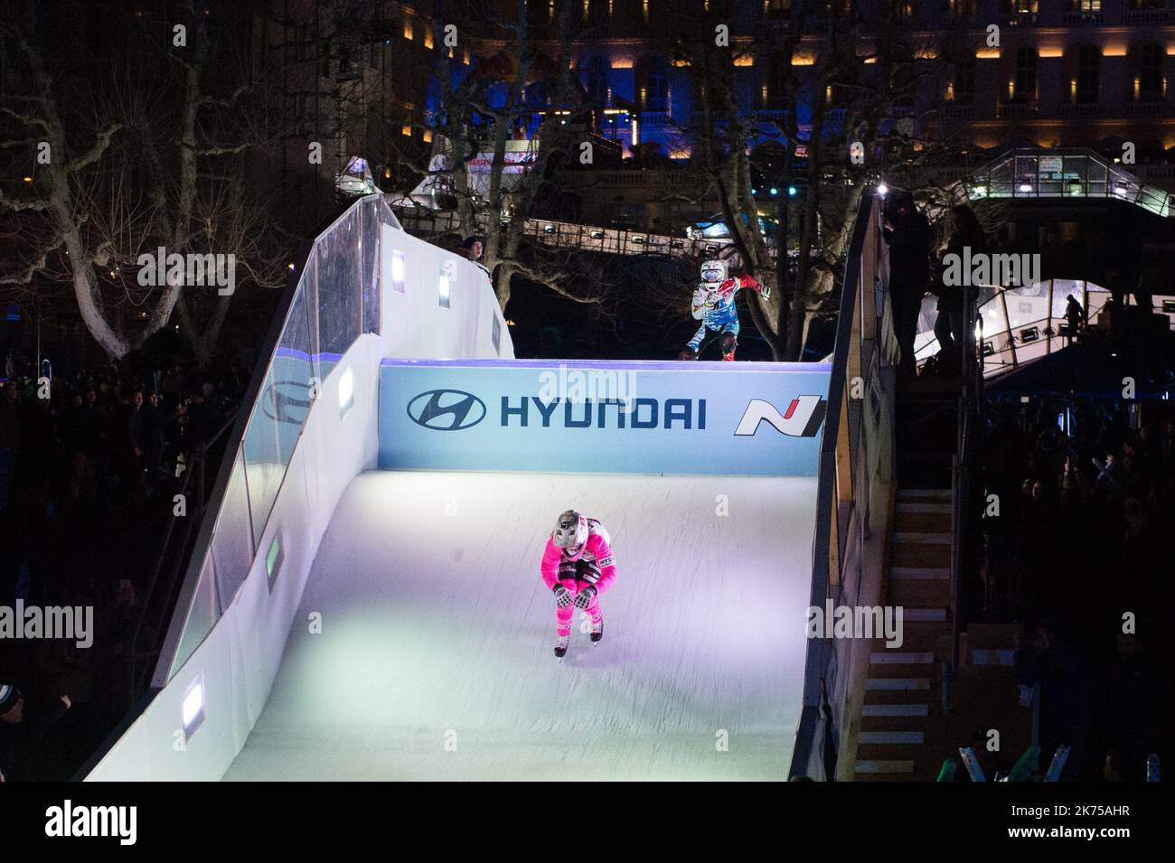 Ice skaters compete in the final of the Redbull Crashed Ice, the Ice ...