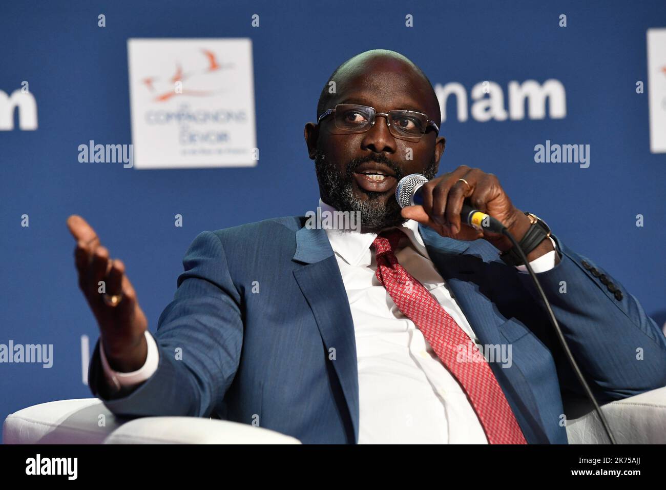 George Weah, former footballer, and new president of the republic of ...