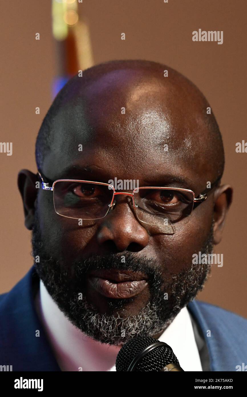 George Weah, former footballer, and new president of the republic of ...