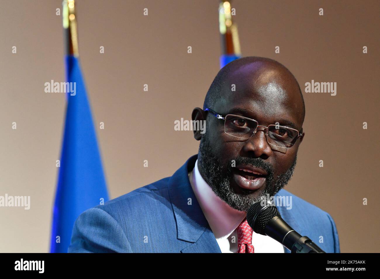 George Weah, former footballer, and new president of the republic of ...