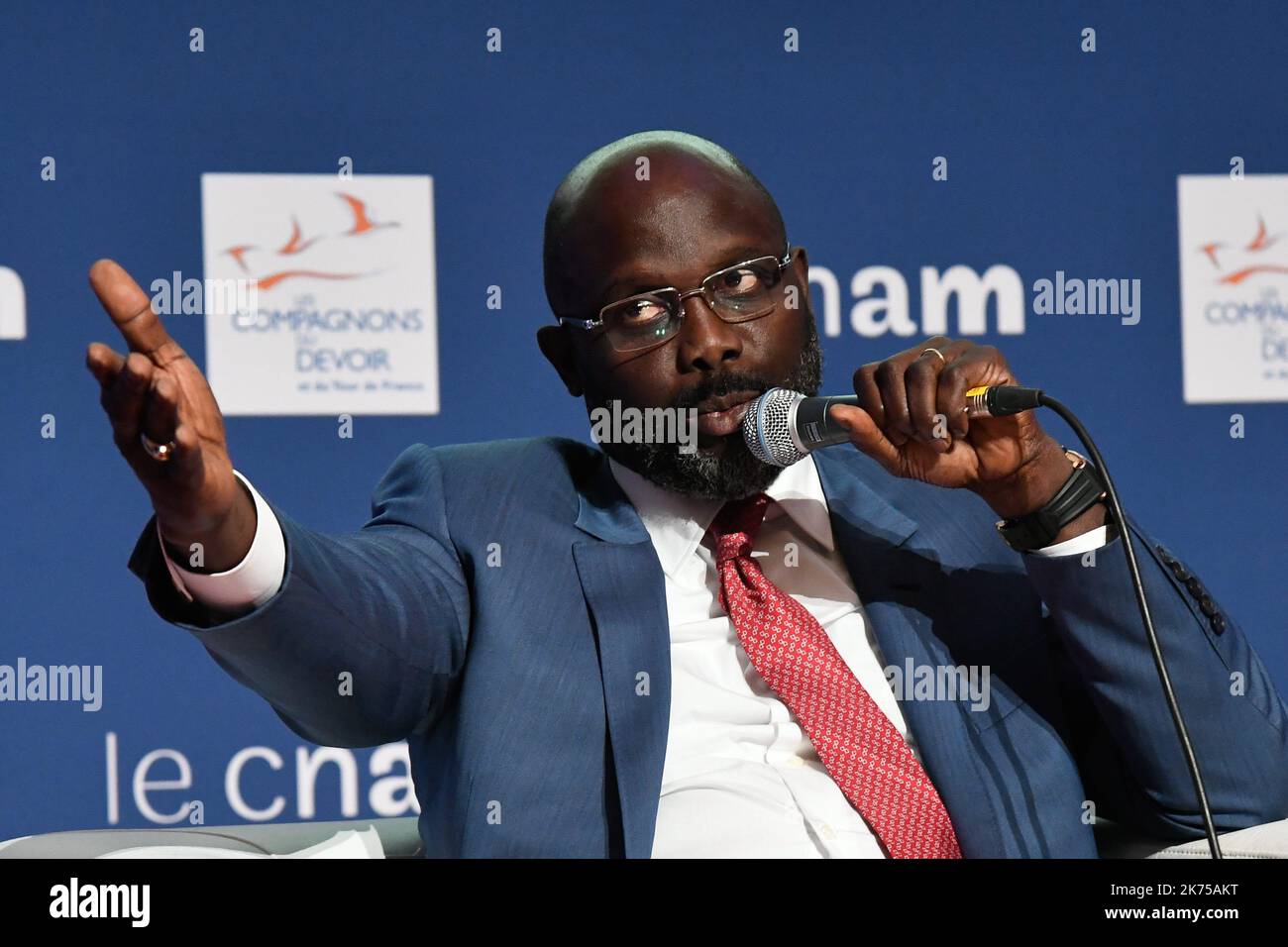 George Weah, former footballer, and new president of the republic of ...