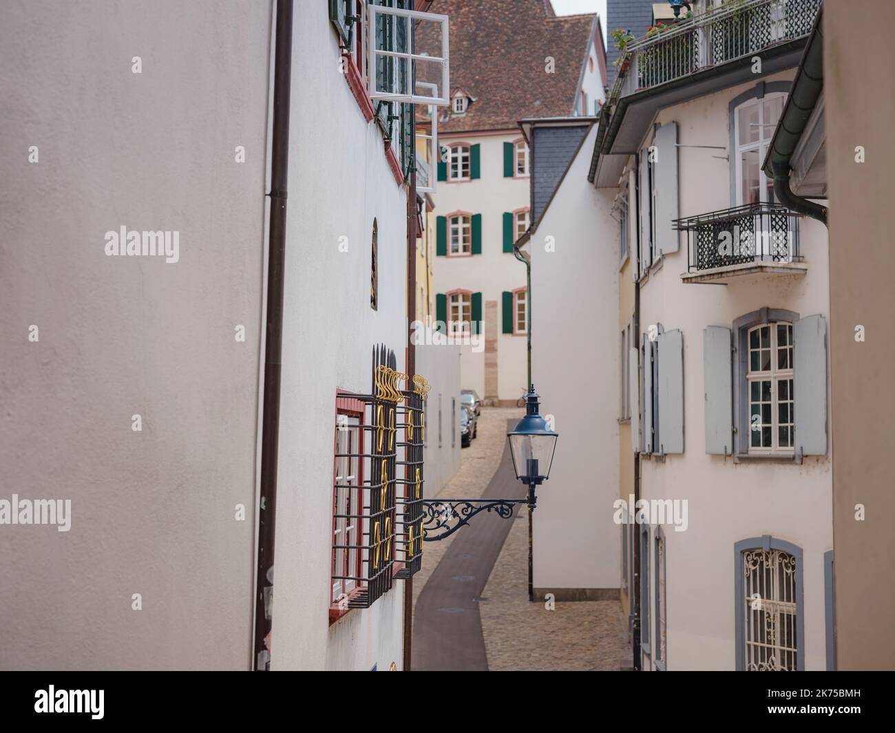 Buildings in the city centre of Basel , Switzerland. Walk through old ...