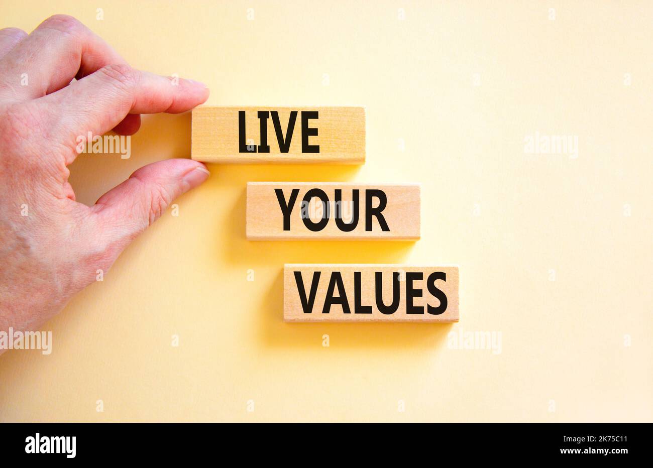 Live your values symbol. Concept words Live your values on wooden ...