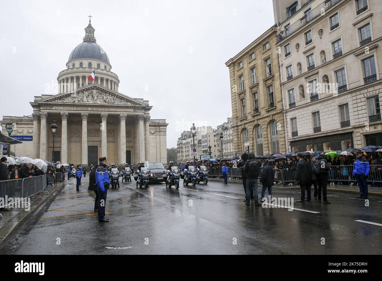 French gendarmes escort the coffin of the late Lieutenant Colonel ...
