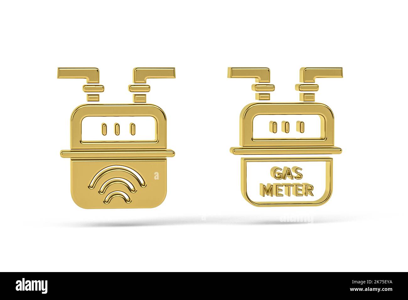 Golden 3d gas meter icon isolated on white background - 3D render Stock ...