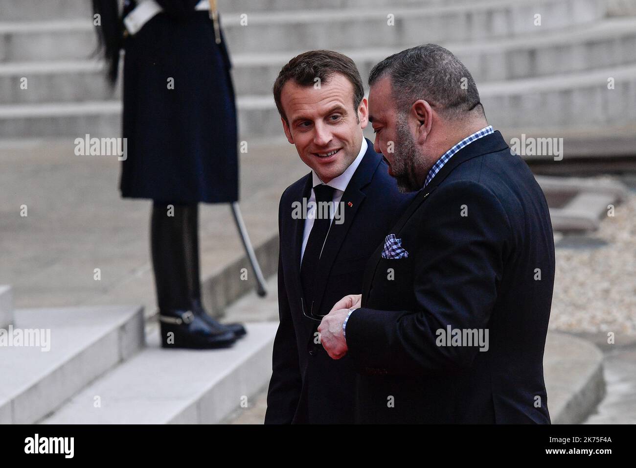 The French president, Emmanuel Macron, receives at the Elysee, Mohammed ...
