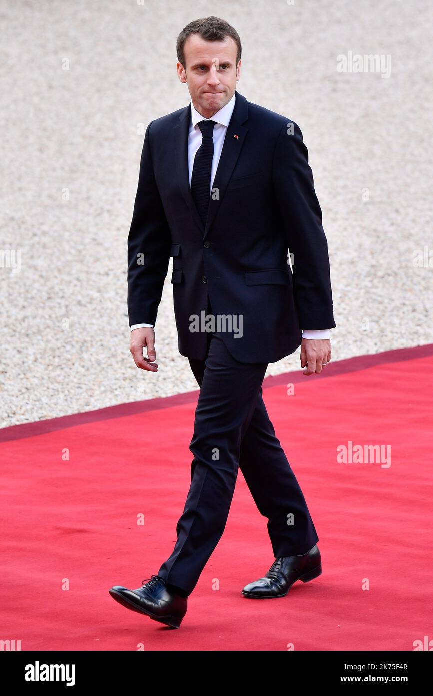 The French president, Emmanuel Macron, receives at the Elysee, Mohammed ...