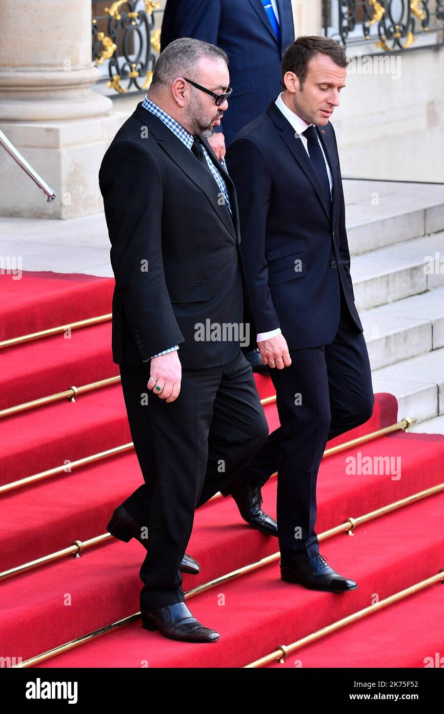 The French president, Emmanuel Macron, receives at the Elysee, Mohammed ...