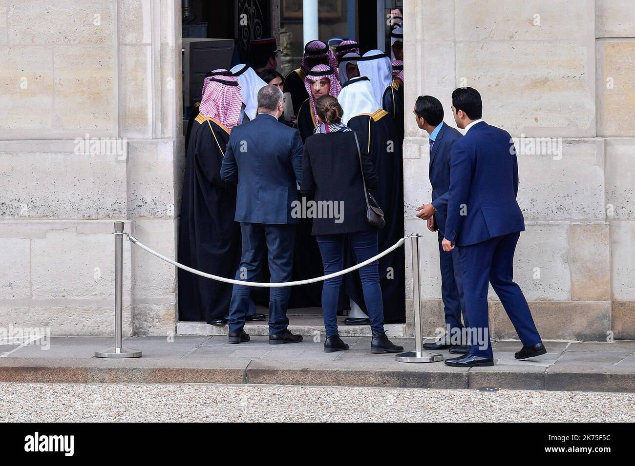 The Saudi delegation at the Elysee Palace, for the reception of Prince ...