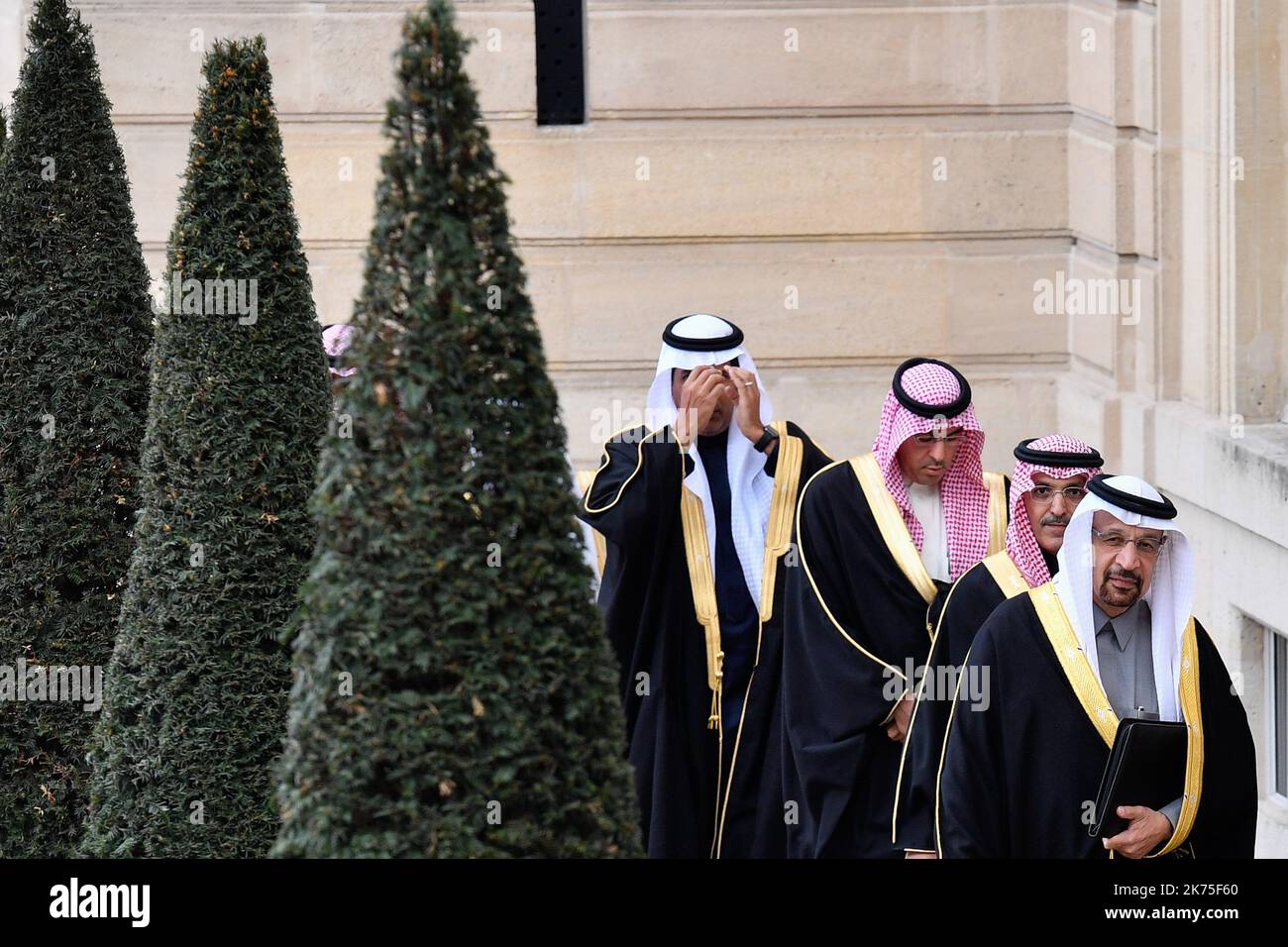 The Saudi delegation at the Elysee Palace, for the reception of Prince ...
