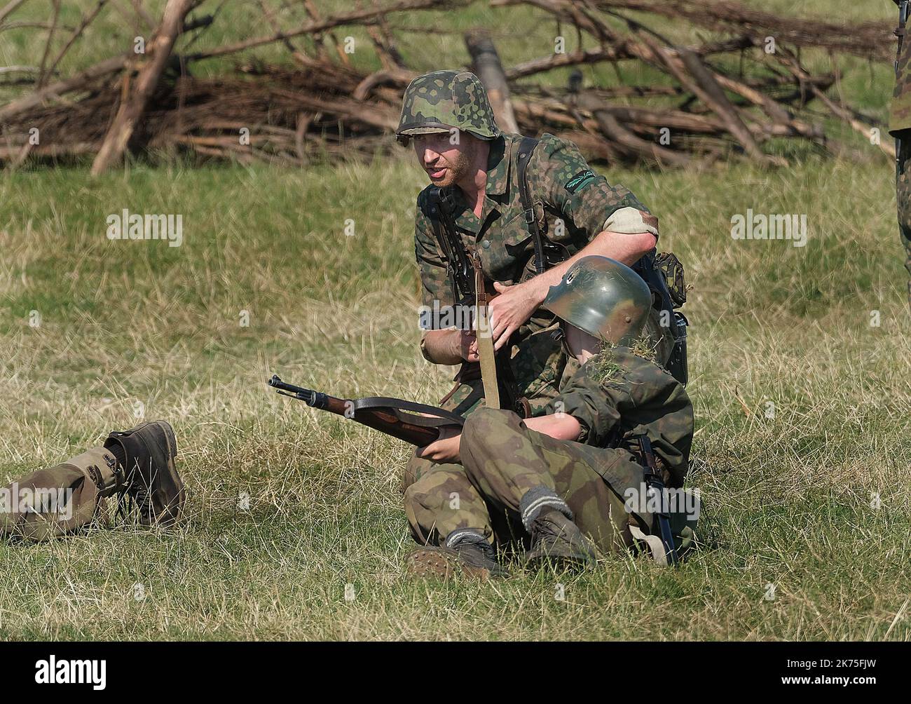 0The Yorkshire Wartime Experience show. Leeds, UK, August 2022. Military Re-enactment with ...