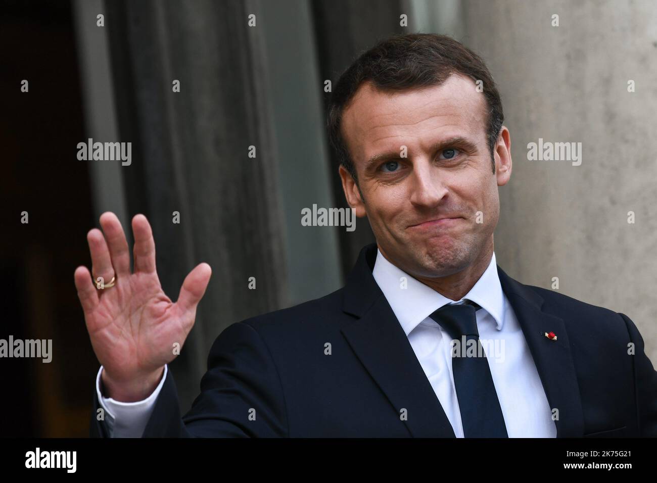 President of the Republic, Emmanuel Macron at the Elysee Palace, on ...