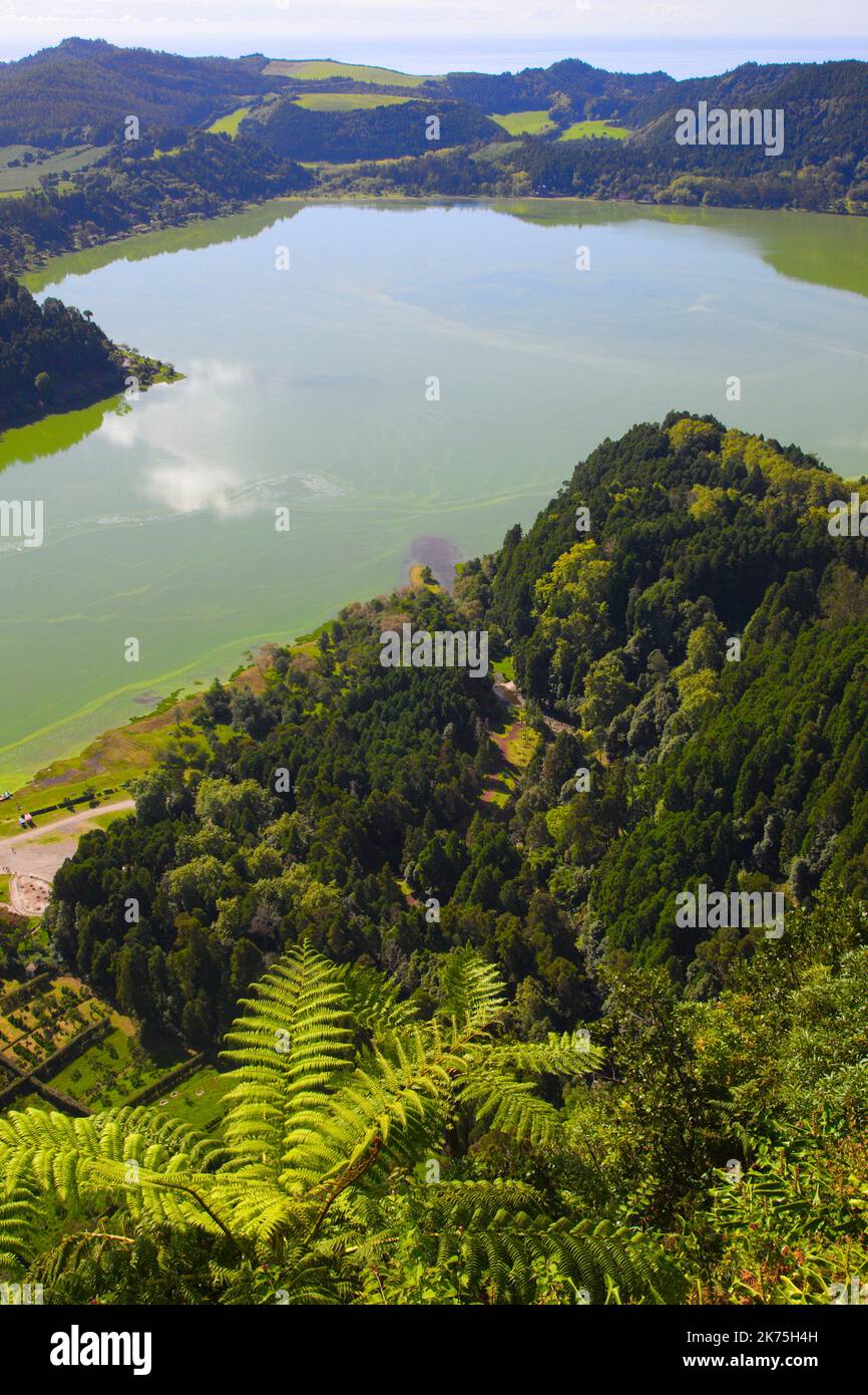 Portugal, Azores, Sao Miguel Island, Lagoa das Furnas, lake Stock Photo ...