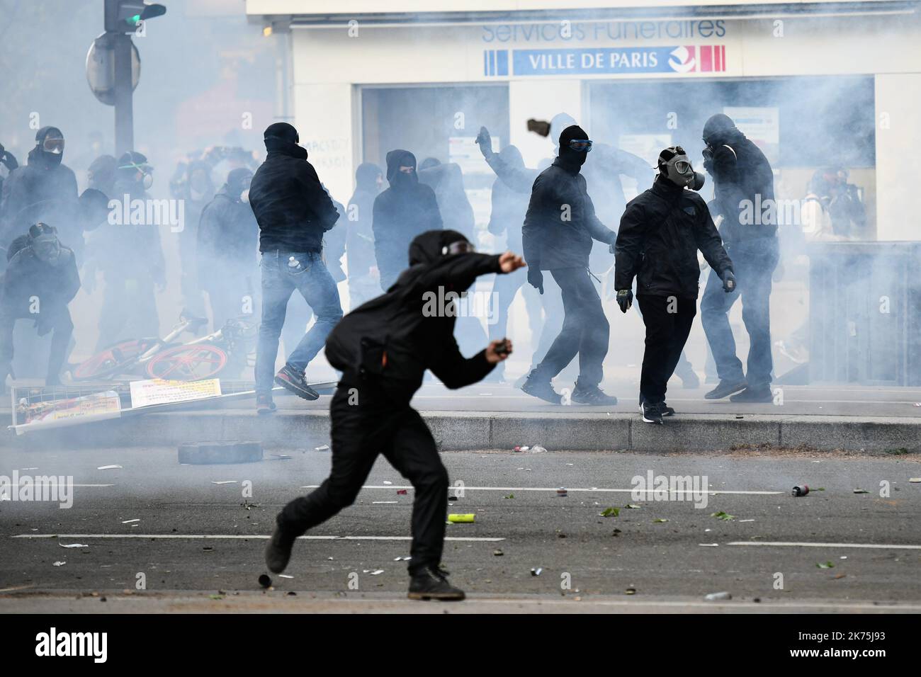 May day protests in Paris Stock Photo - Alamy