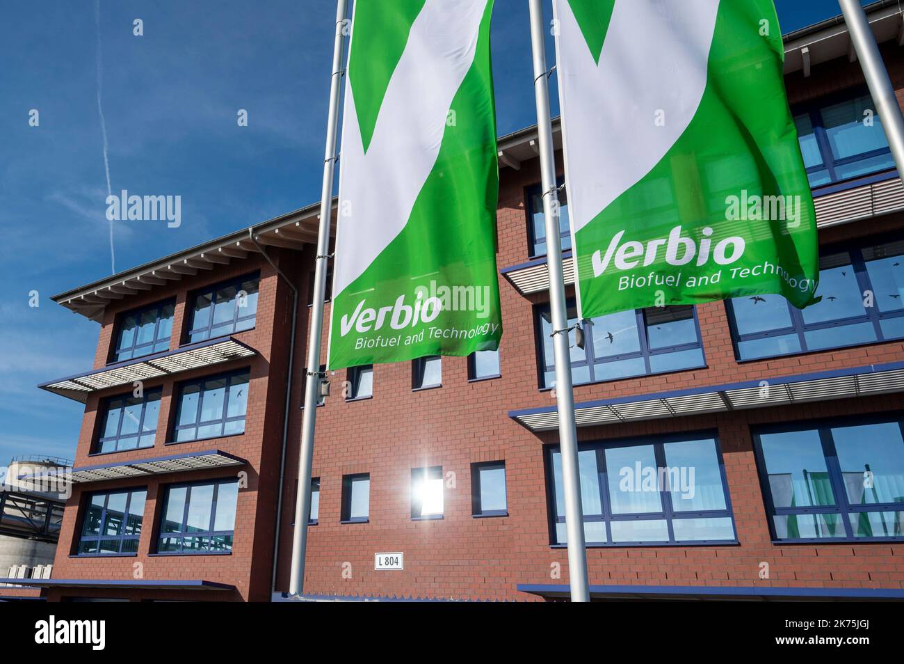 Schwedt, Germany. 17th Oct, 2022. Flags bearing the company's logo fly ...
