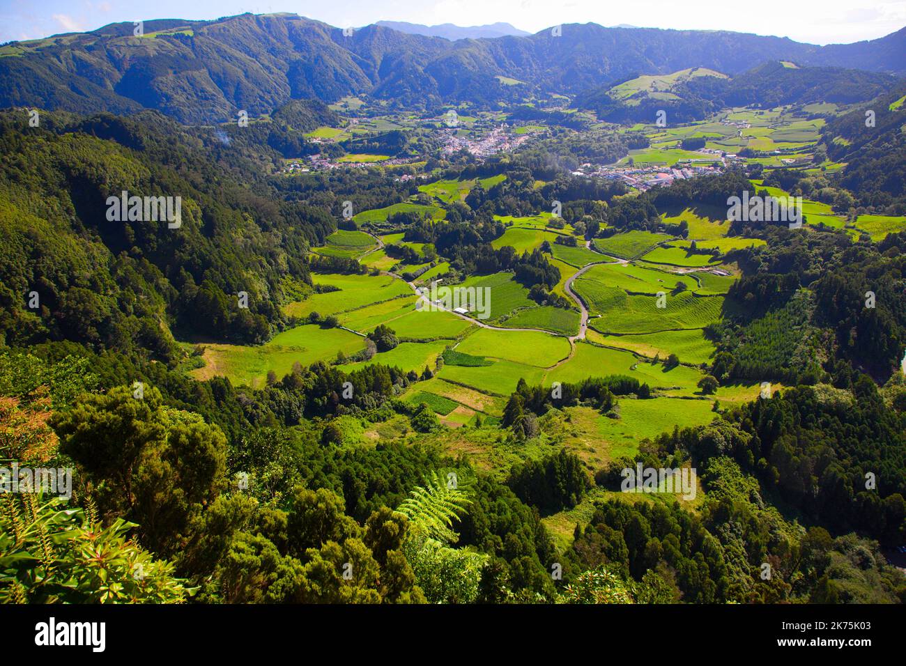 Portugal, Azores, Sao Miguel Island, Vale das Furnas, valley Stock ...