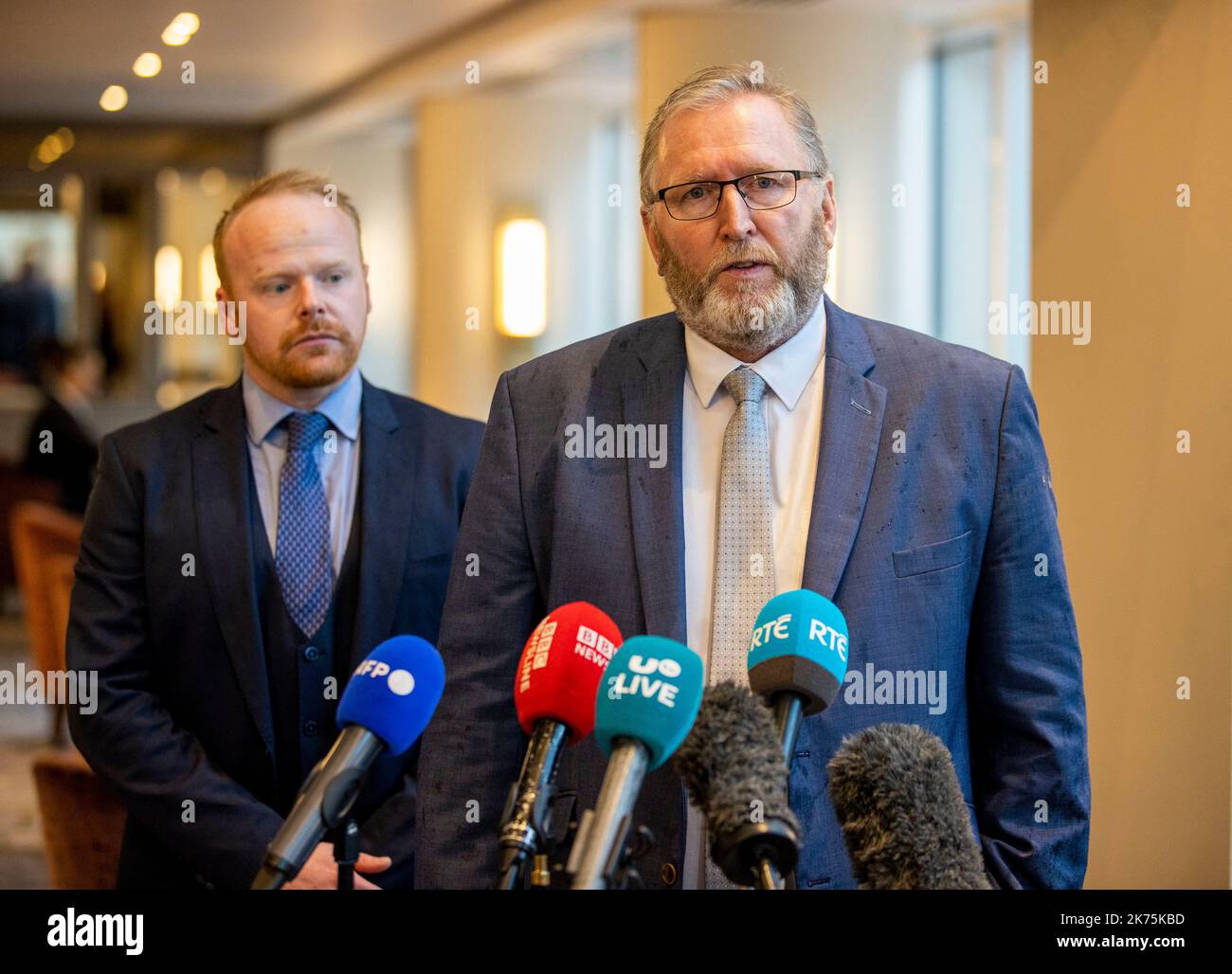(right) Doug Beattie MLA, leader of the Ulster Unionist Party, with ...