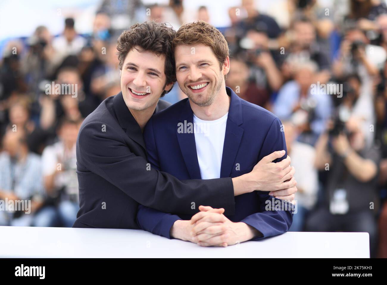 French actor Vincent Lacoste French actor Pierre Deladonchamps (R) pose ...