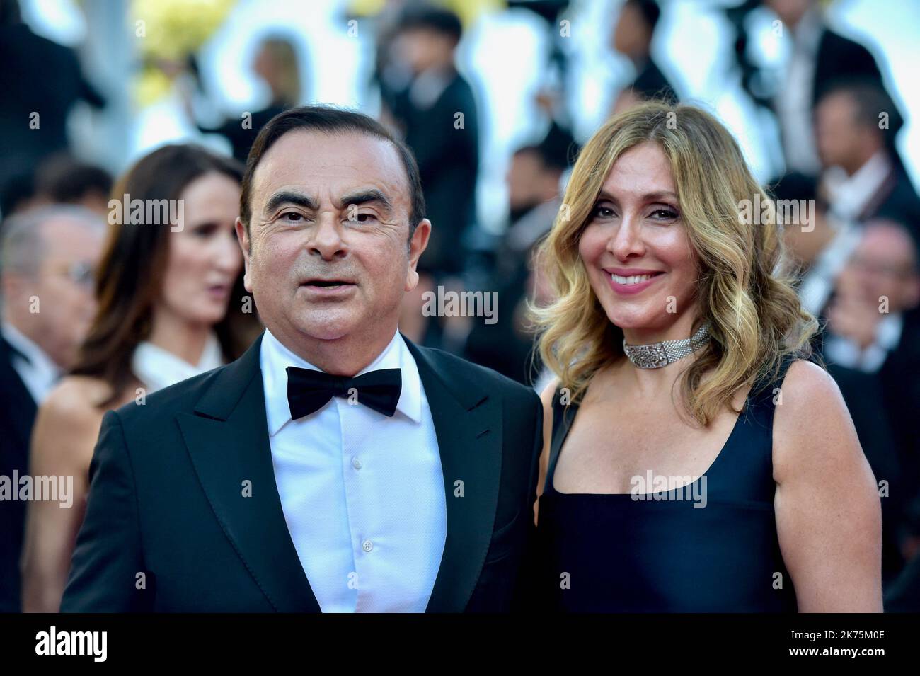 CEO of Renault Carlos Ghosn with his wife Caroline Ghosn attend the ...