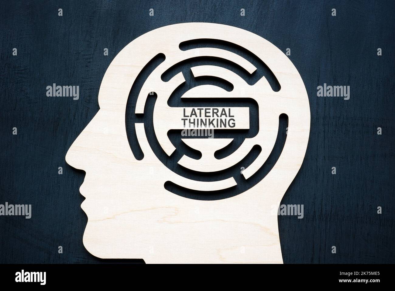 Head with labyrinth and inscription lateral thinking Stock Photo - Alamy