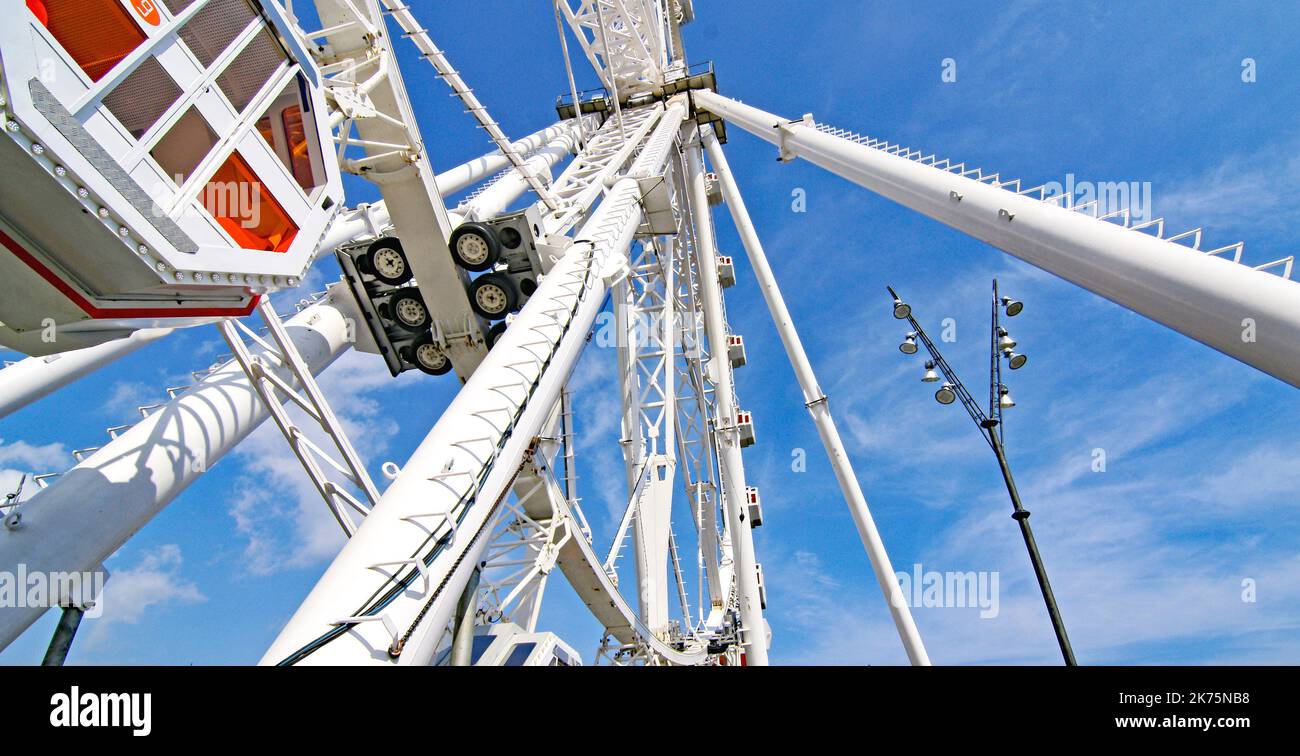 Ferris wheel at a fair in the Barceloneta neighborhood in Barcelona ...