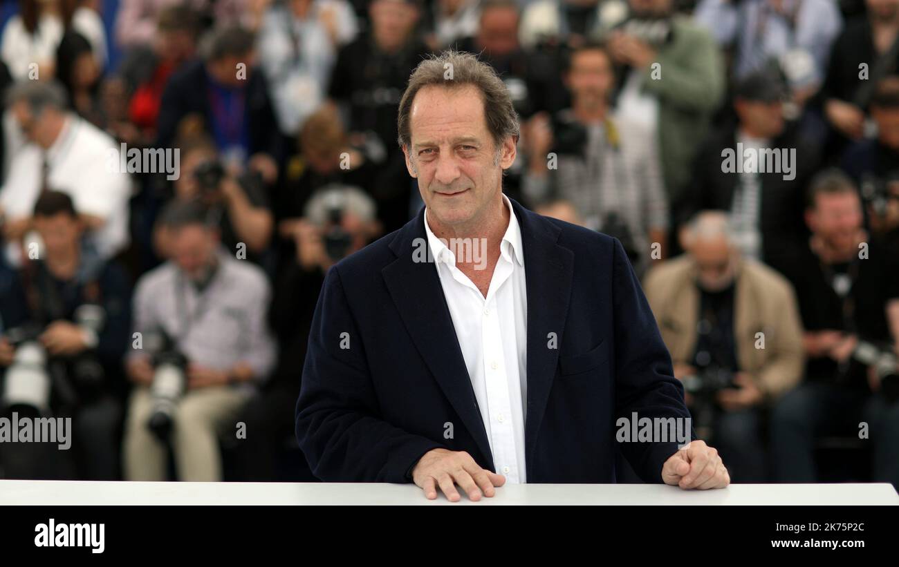 French actor Vincent Lindon looks on during a press conference on May ...