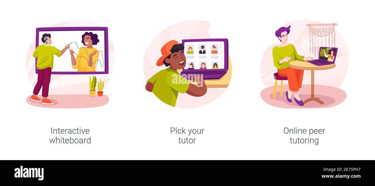 Online tutoring isolated cartoon vector illustration set Stock Vector ...