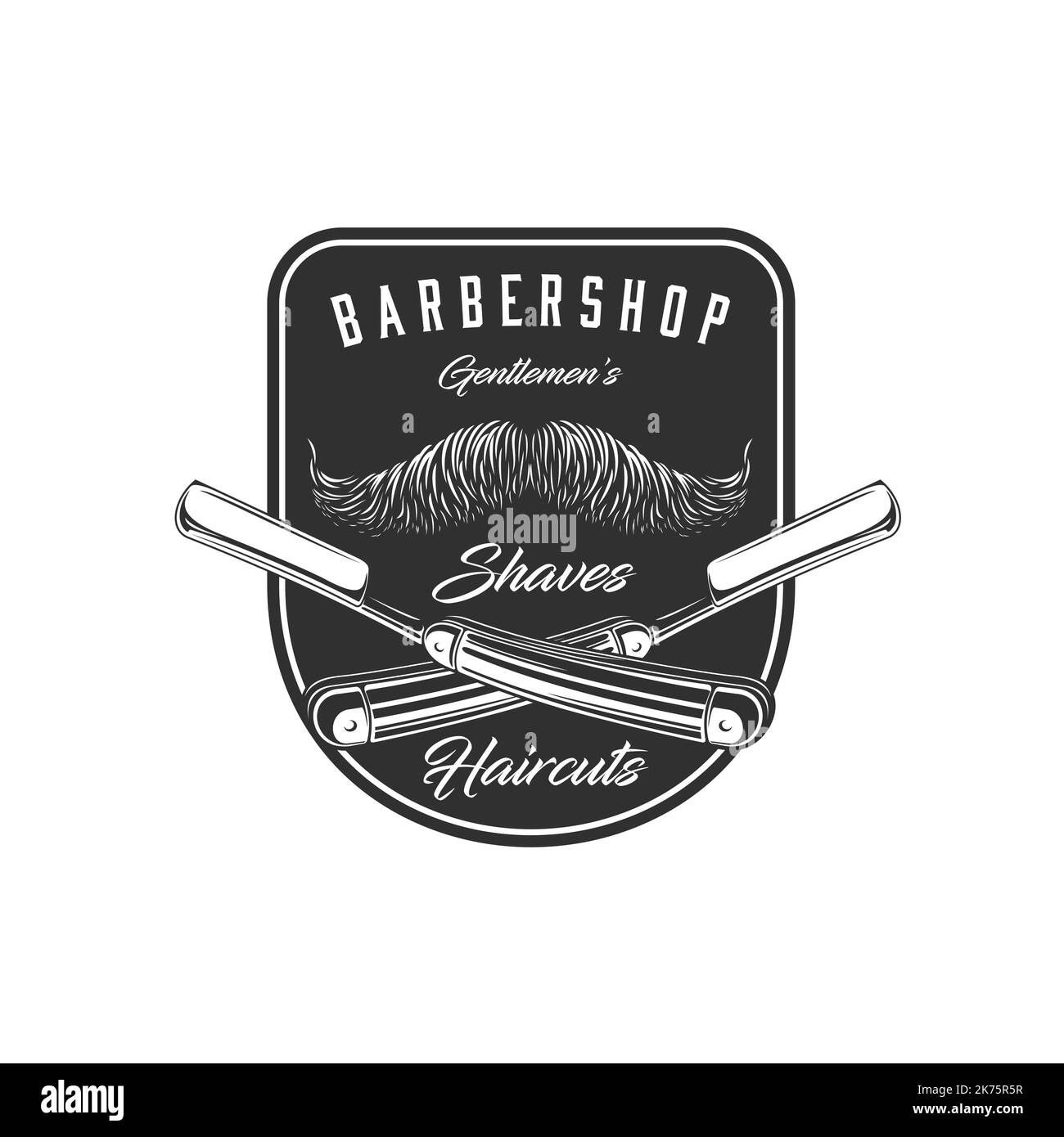 Barbershop straight razor vector icon of barber shop, hair cut and ...