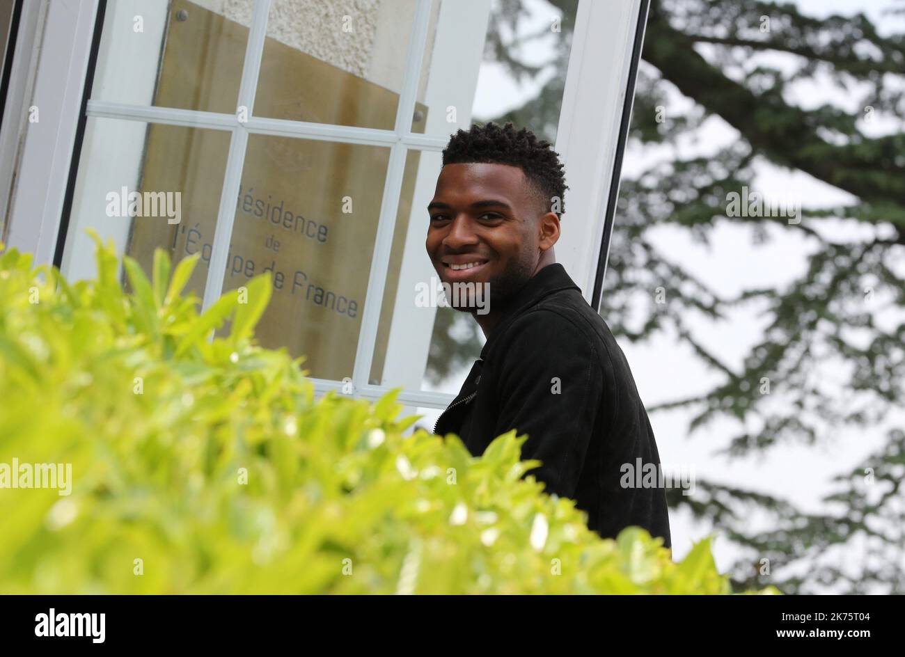 Thomas Lemar arrives as part of the France squad at Clairefontaine ...