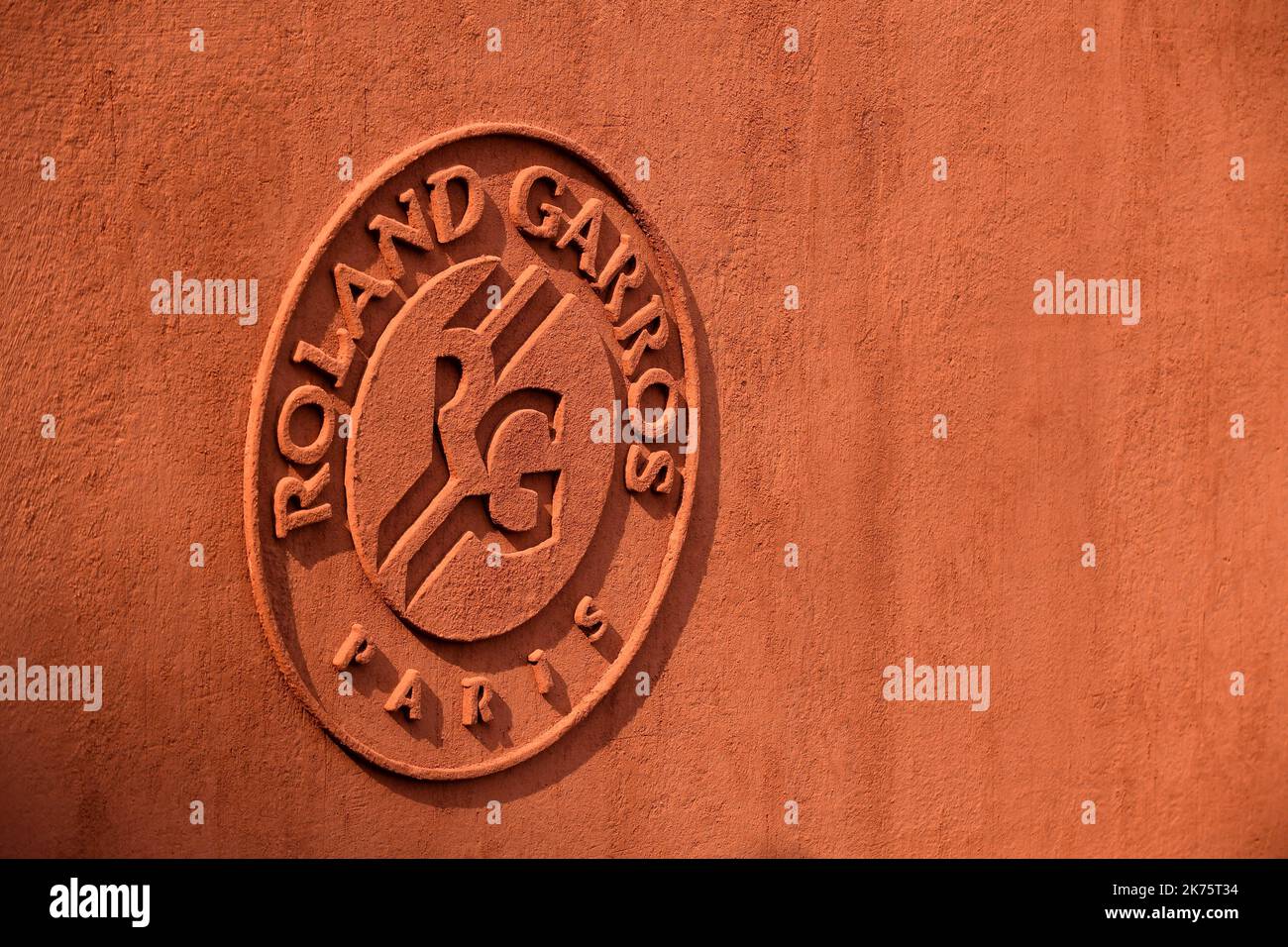 A general view of Roland Garros branding and signage Stock Photo - Alamy