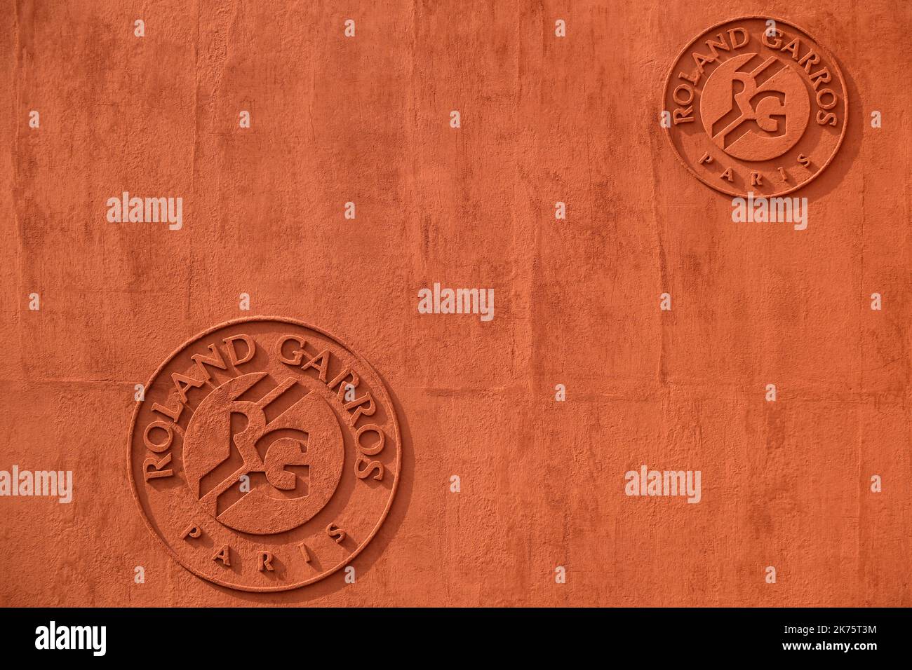 A general view of Roland Garros branding and signage Stock Photo - Alamy