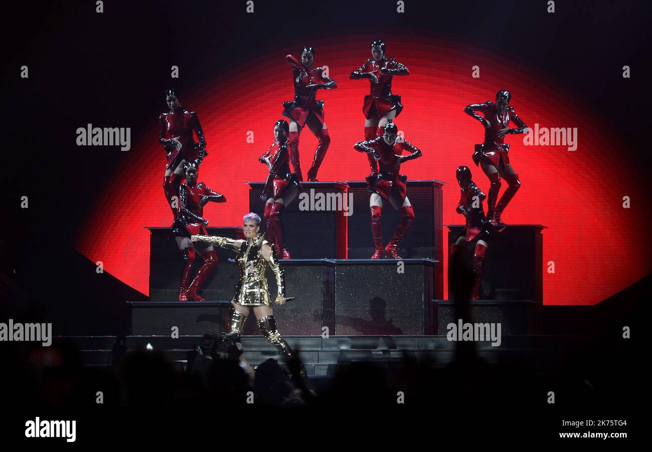 American singer Katy Perry during her concert at the AccorHotels Arena ...